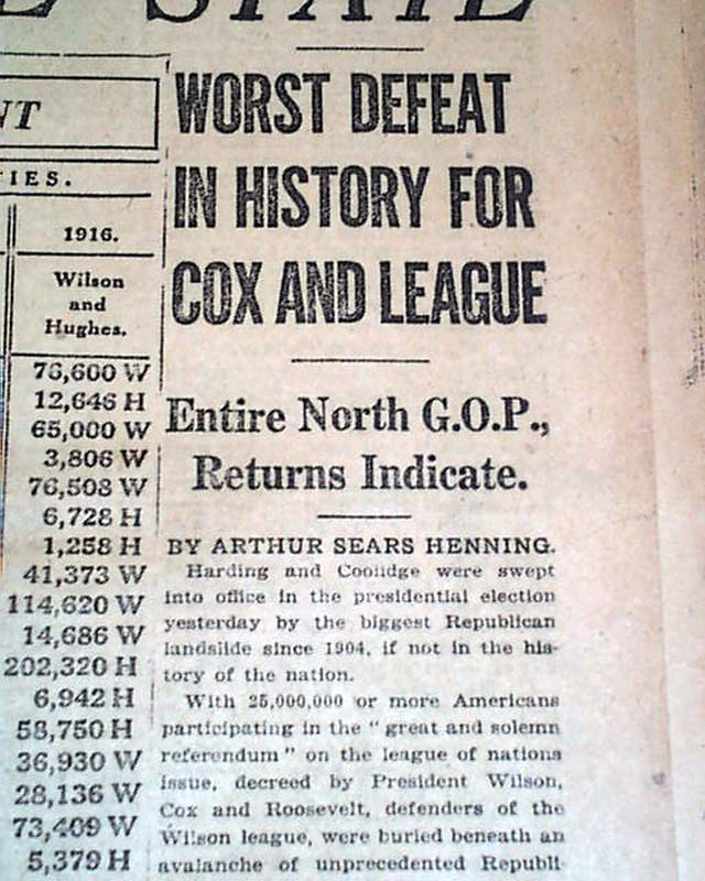 Harding wins the Presidency in a landslide... - RareNewspapers.com