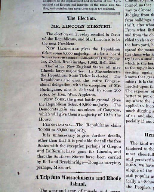 Abraham Lincoln elected President... - RareNewspapers.com