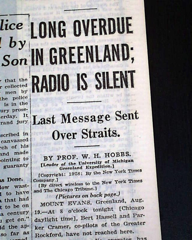1928 Great Rockford airplane... Bert Hassell... - RareNewspapers.com