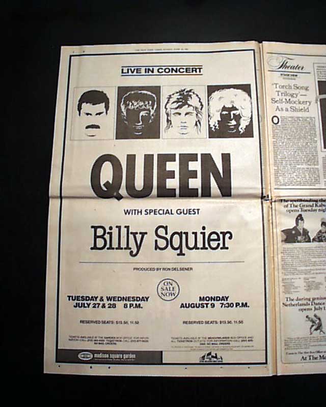 1982 "Queen" rock band MSG Advertisement... - RareNewspapers.com
