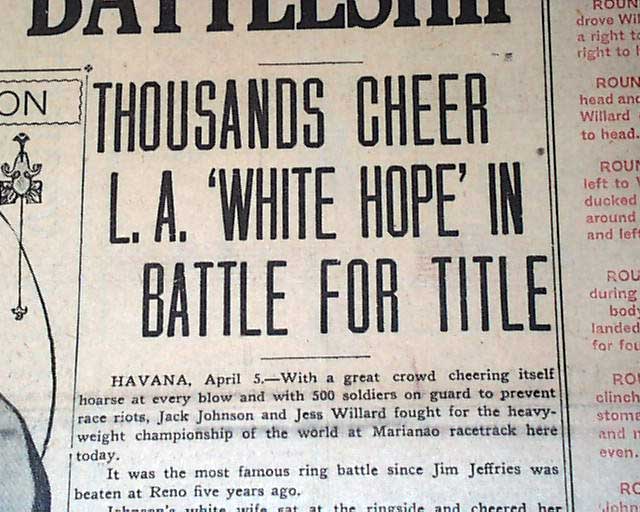 1915 Jess Williard vs. Jack Johnson title fight... - RareNewspapers.com