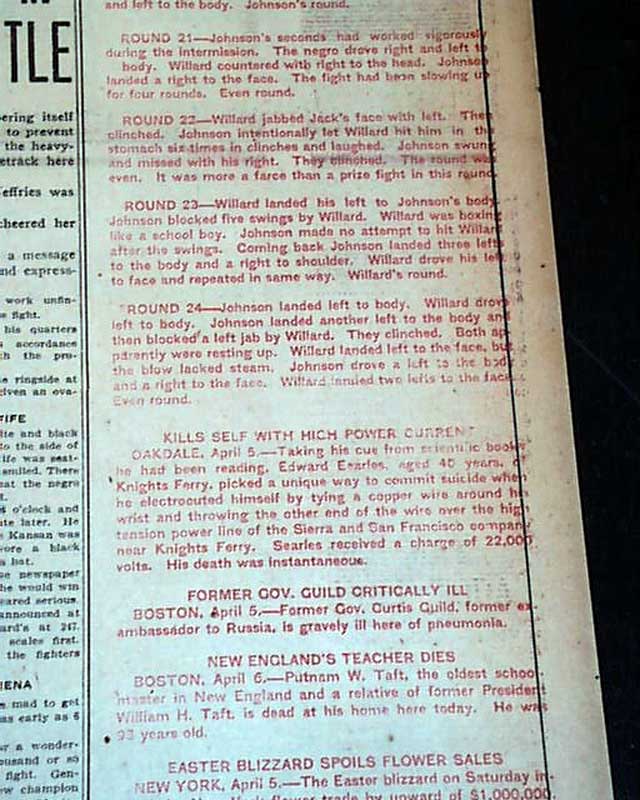 1915 Jess Williard vs. Jack Johnson title fight... - RareNewspapers.com