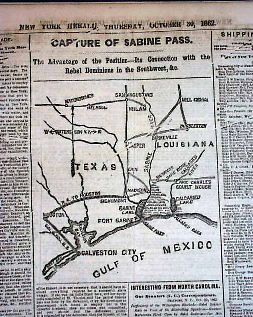 1862 Civil War Map - Galveston Texas..... - RareNewspapers.com