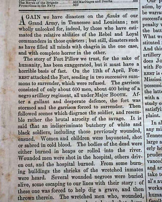 The Fort Pillow massacre... - RareNewspapers.com