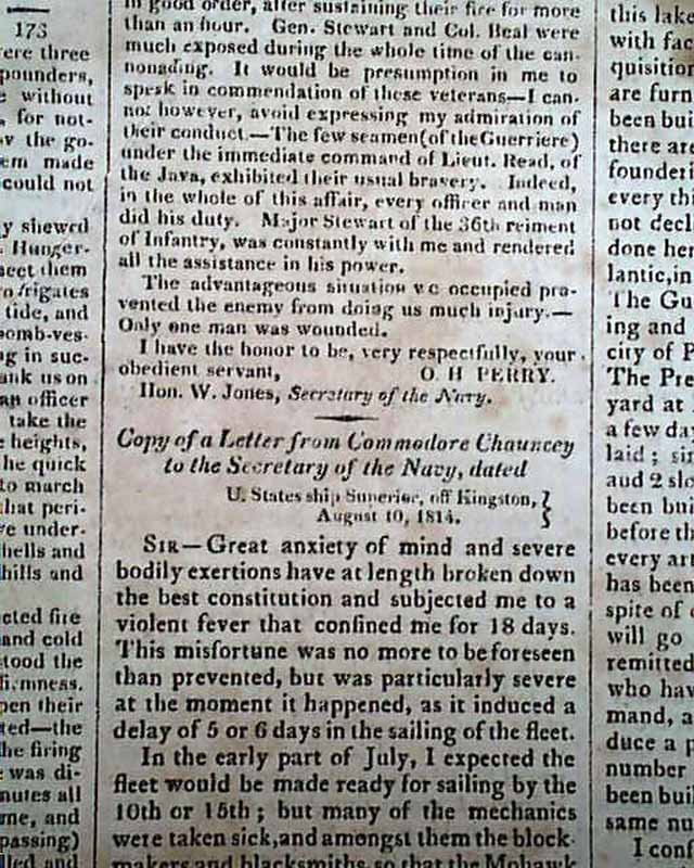 Three of 4 pages taken up with War of 1812 news... - RareNewspapers.com