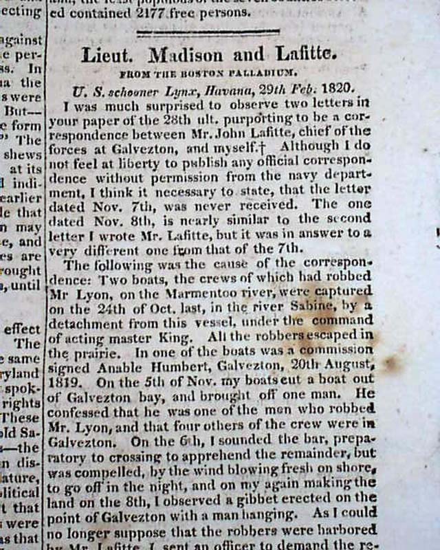 Jean Lafitte, the pirate... - RareNewspapers.com