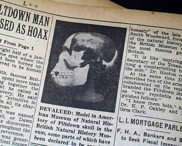 Piltdown Man hoax 1st revealed.... - RareNewspapers.com