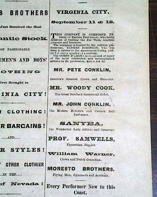 Virginia City NV 1872 Circus Ad... - RareNewspapers.com