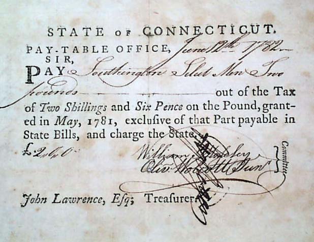 Revolutionary war pay document signed by Oliver Walcott, Jr ...
