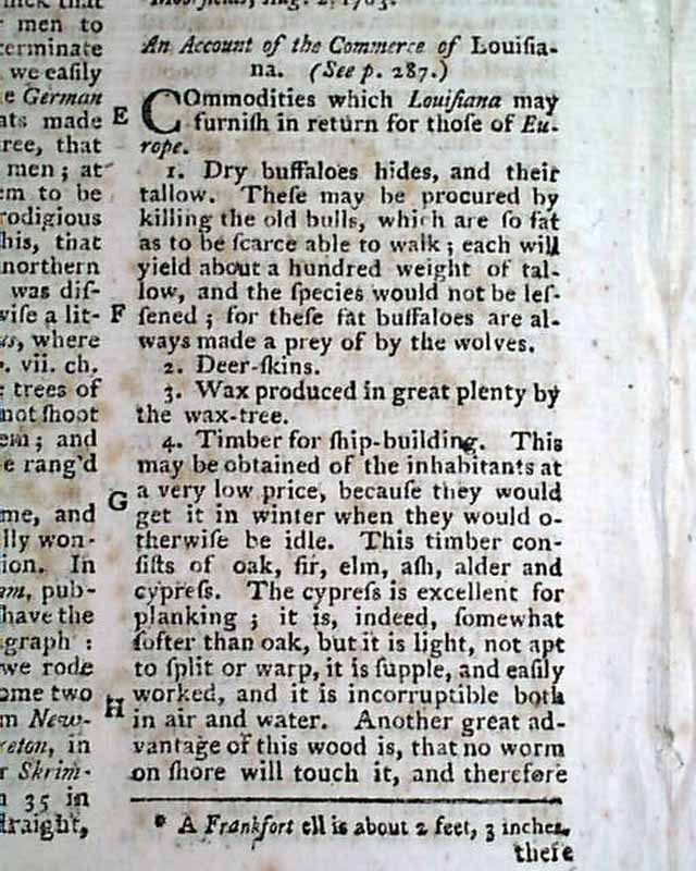1763 Pre REVOLUTIONARY WAR Magazine Early Louisiana Commerce ...