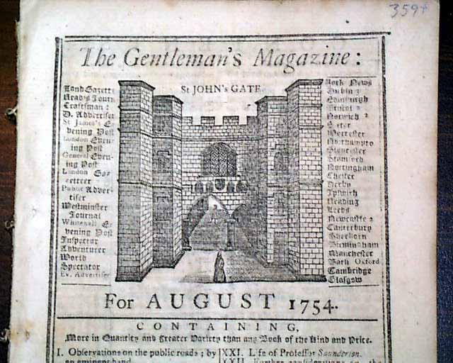 1754 Pre REVOLUTIONARY WAR Magazine Early Watches.... - RareNewspapers.com