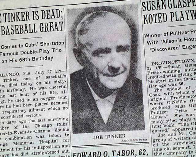 Joe Tinker Is Dead... - RareNewspapers.com