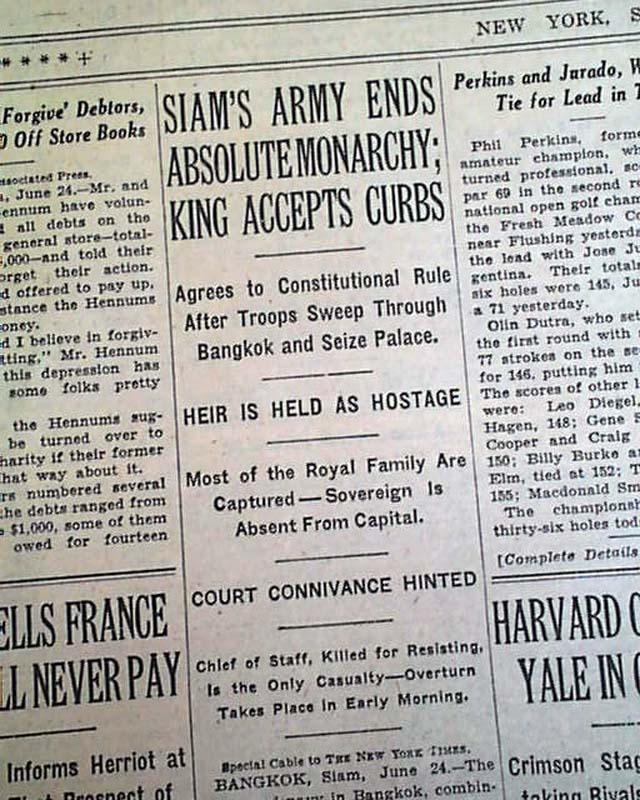 Siamese revolution of 1932... coup d'état... - RareNewspapers.com