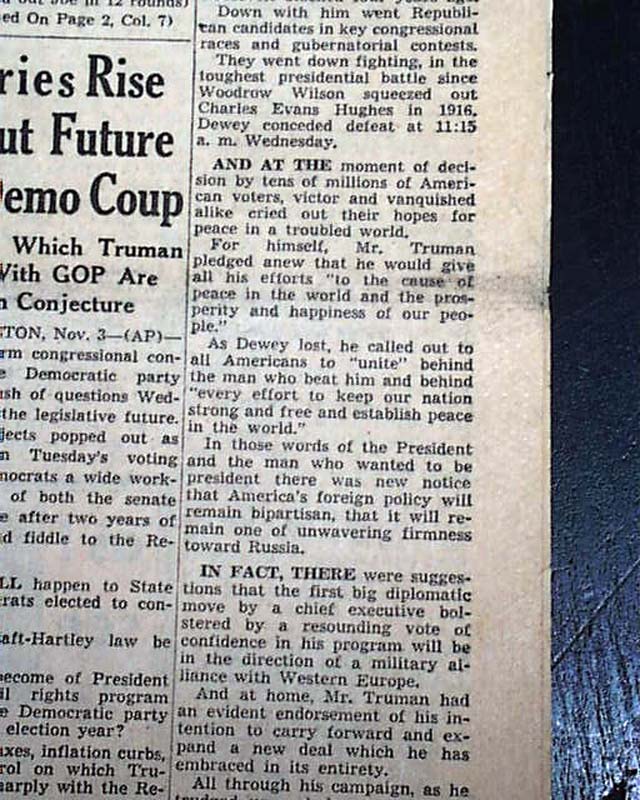 Truman wins the Presidential election... - RareNewspapers.com
