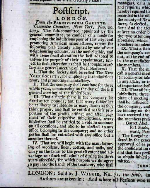 Newspaper dated 1776... - RareNewspapers.com