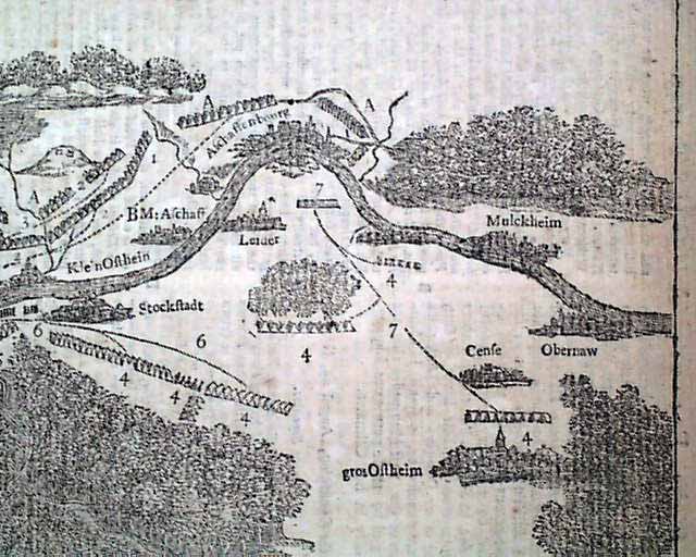 Full page map of the Battle of Dettingen... King George's War ...