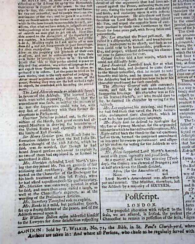The discussions in Parliament that would create the formal peace treaty ...