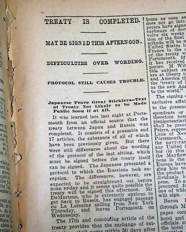 1905 Treaty of Portsmouth signed... - RareNewspapers.com