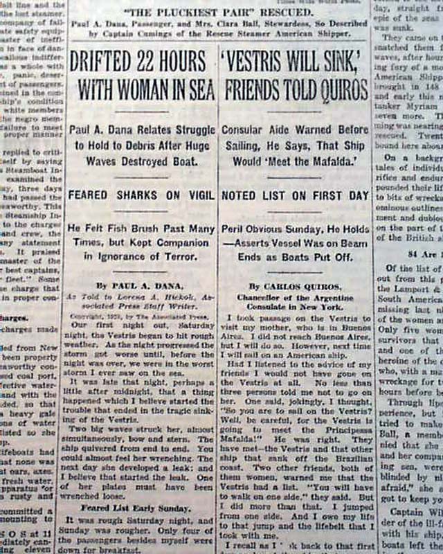 S.S. Vestris sinks... - RareNewspapers.com