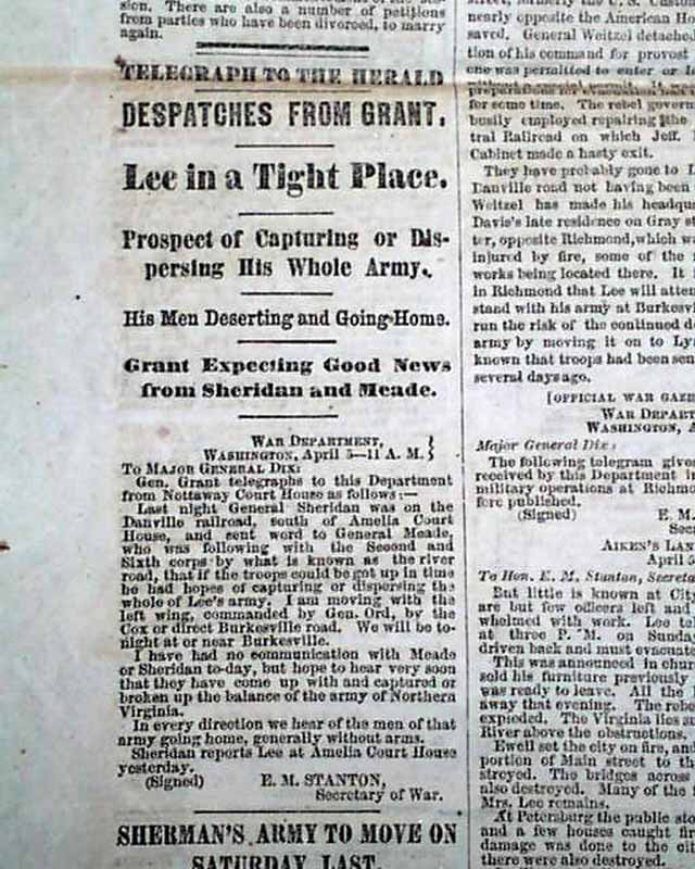 1865 fall of Richmond, Virginia... Civil War.... - RareNewspapers.com