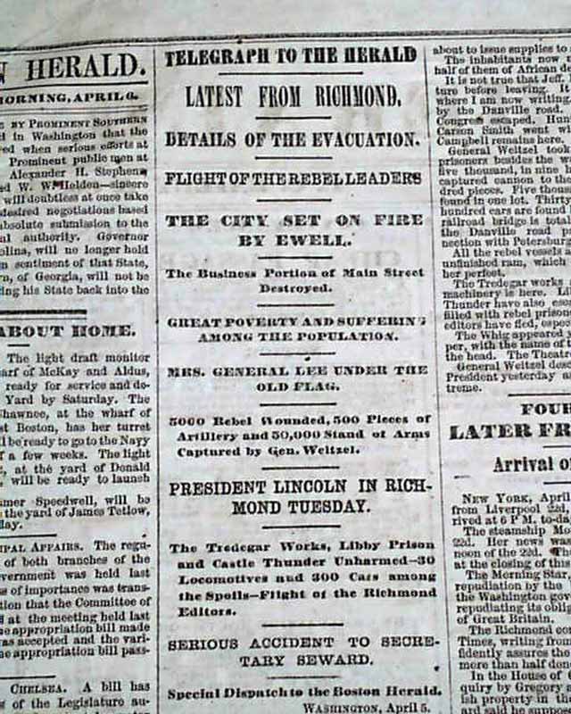 1865 fall of Richmond, Virginia... Civil War.... - RareNewspapers.com