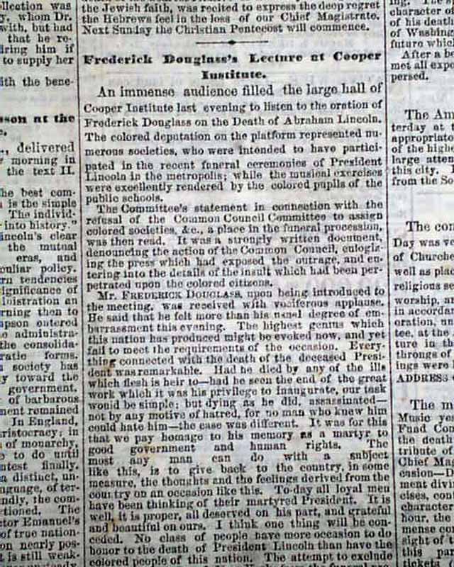 Frederick Douglass on Abraham Lincoln... - RareNewspapers.com
