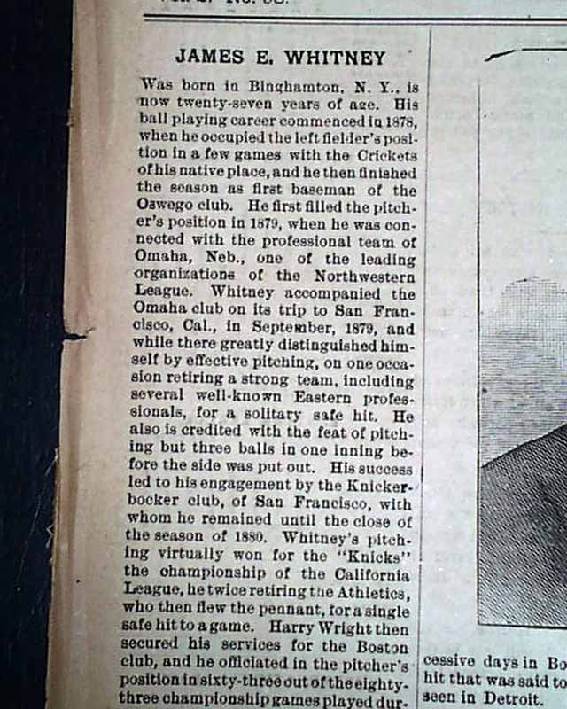 Very rare baseball newspaper from 1886... - RareNewspapers.com