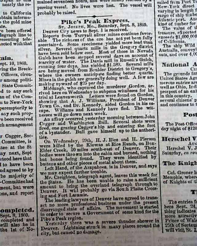 The Pony Express... Loss of the 'Lady Elgin' on Lake Michigan ...