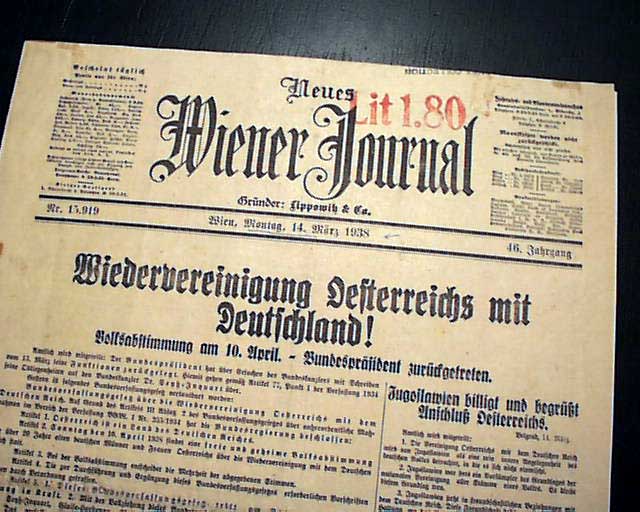 Hiter takes Vienna, in a Vienna newspaper.... - RareNewspapers.com