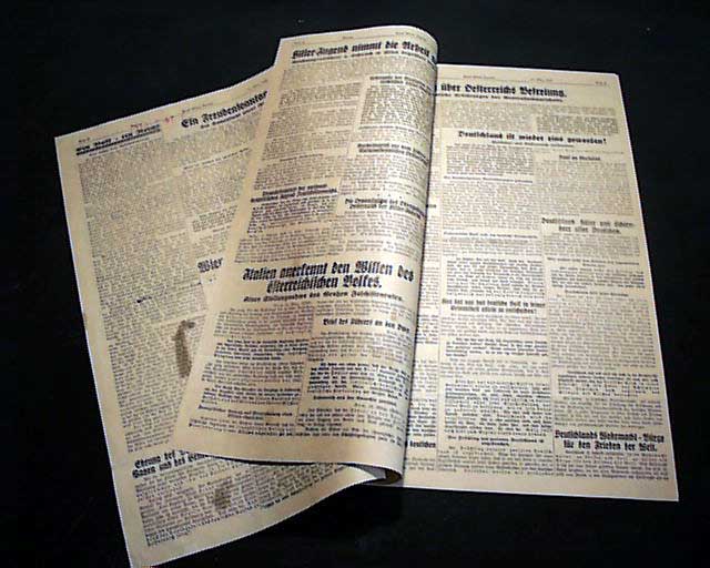 Hiter takes Vienna, in a Vienna newspaper.... - RareNewspapers.com