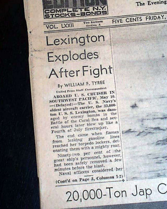 USS Lexington... WWII... - RareNewspapers.com