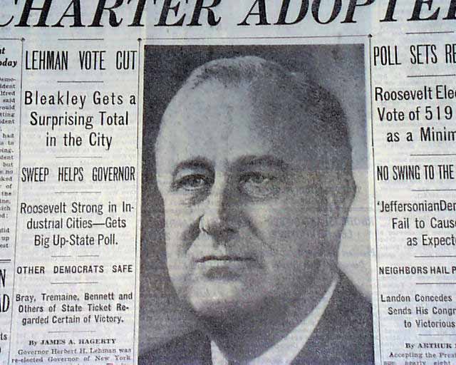 Franklin D. Roosevelt Wins in 1936.... - RareNewspapers.com