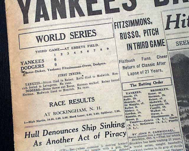 1941 New Yankees vs. Dodgers... World Series.... - RareNewspapers.com