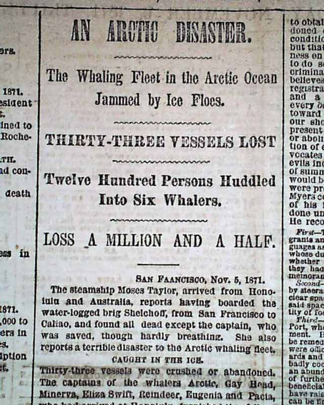 Whaling disaster of 1871.... - RareNewspapers.com