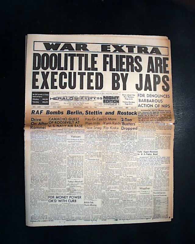 1942 Doolittle raid of Japan.... Executions revealed ...