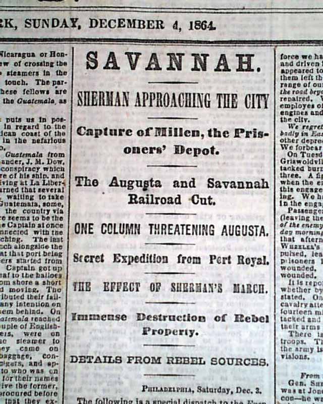 Sherman advancing upon Savannah... - RareNewspapers.com
