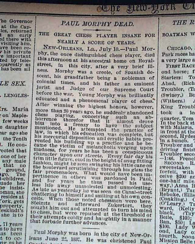 Paul Morphy death... Chess... - RareNewspapers.com