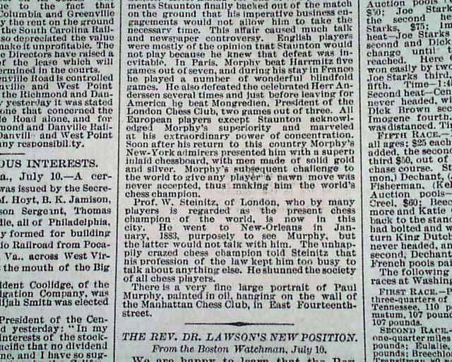 Paul Morphy death... Chess... - RareNewspapers.com