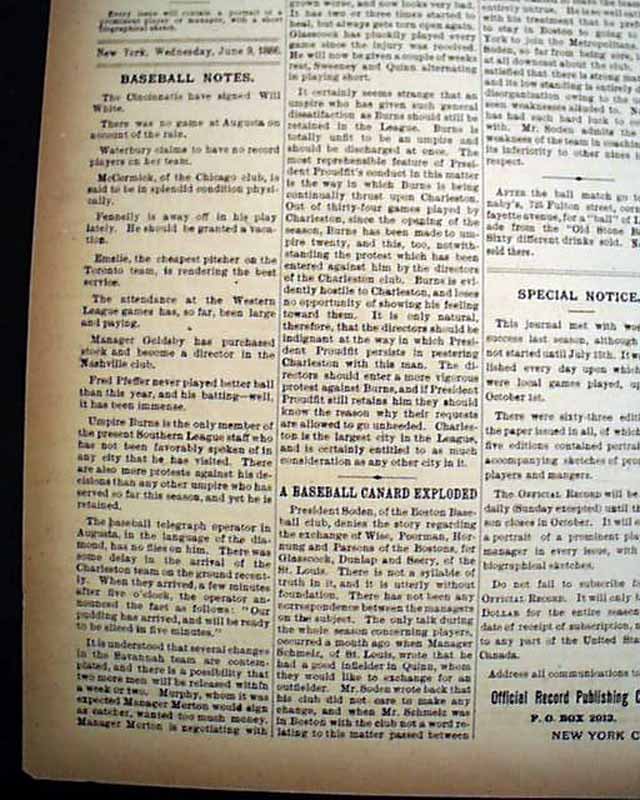 Very rare baseball newspaper from 1886... - RareNewspapers.com