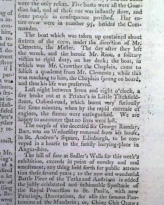 Australia convict ship hits an iceberg... HMS Guardian ...