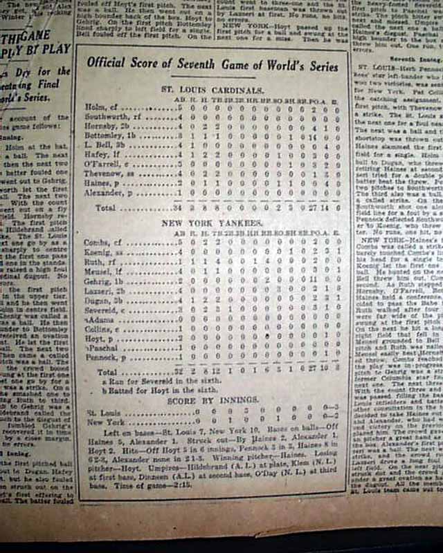 1926 World Series Championship... St. Louis Cardinals vs. New York ...