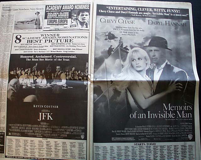 1992 Academy Award Nominations... Large ads for nominated movies ...