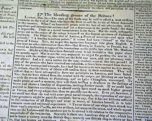 Best issue we have offered on the end of the War of 1812 ...
