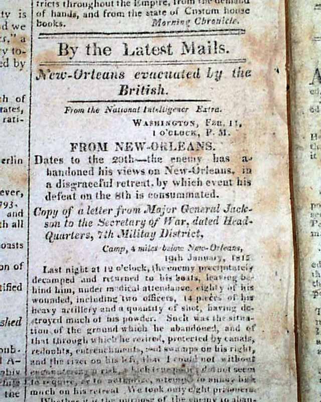 Best issue we have offered on the end of the War of 1812 ...