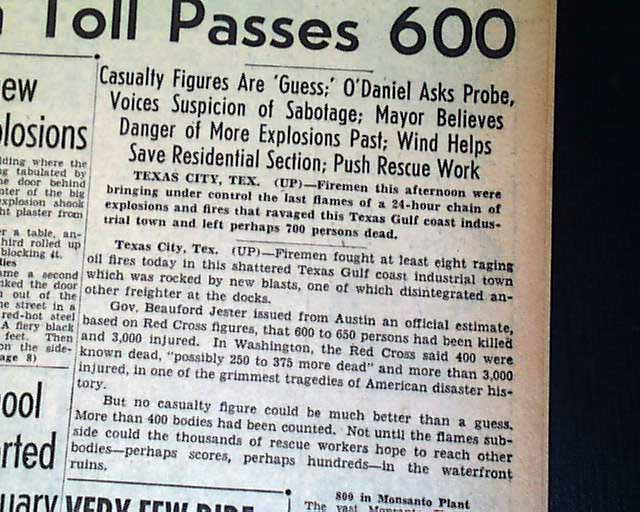 Texas City explosion in 1947... - RareNewspapers.com