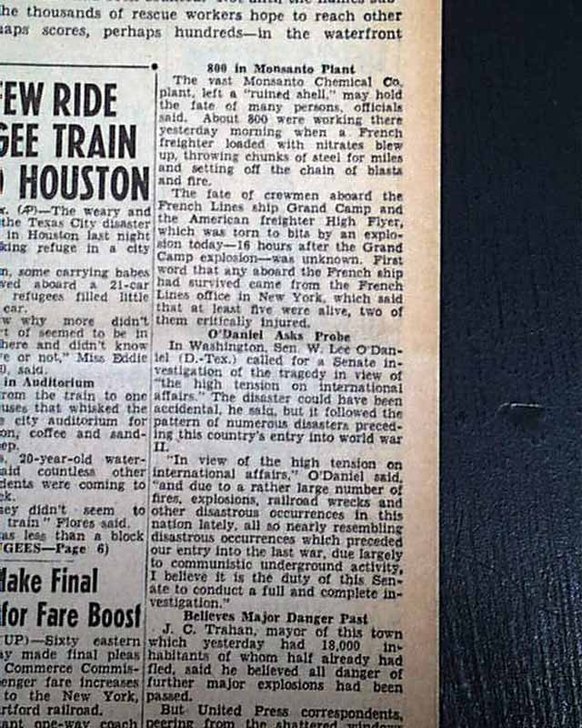 Texas City explosion in 1947... - RareNewspapers.com