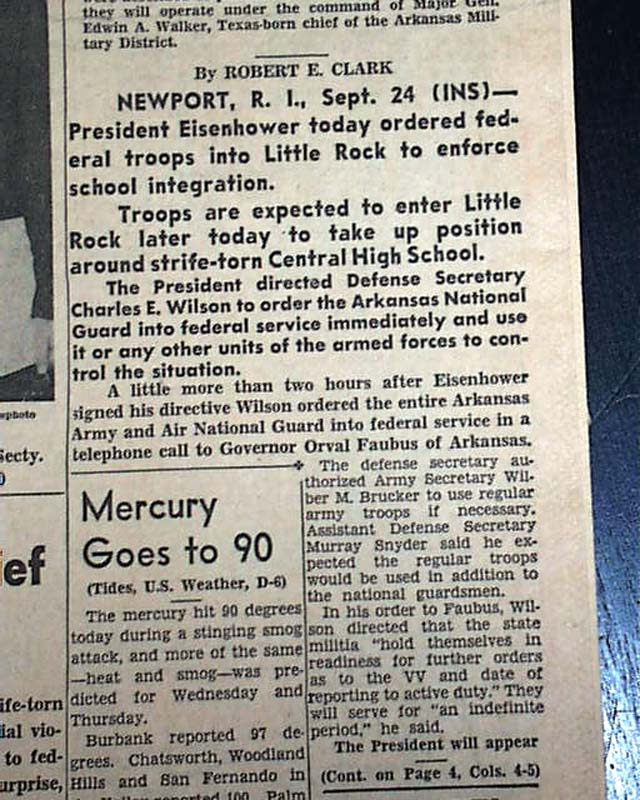 Little Rock Nine in 1957... - RareNewspapers.com