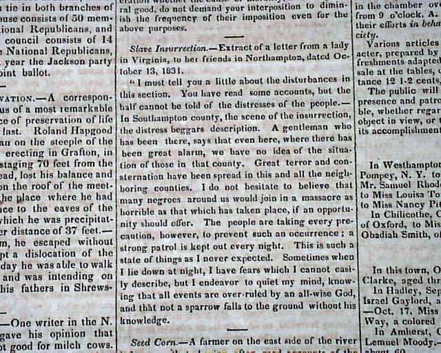 Personal views on Nat Turner's rebellion... Great on Garrison's ...