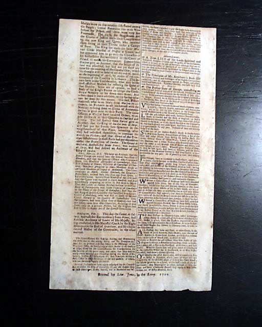 Genuine London Gazette newspaper from 1700... - RareNewspapers.com