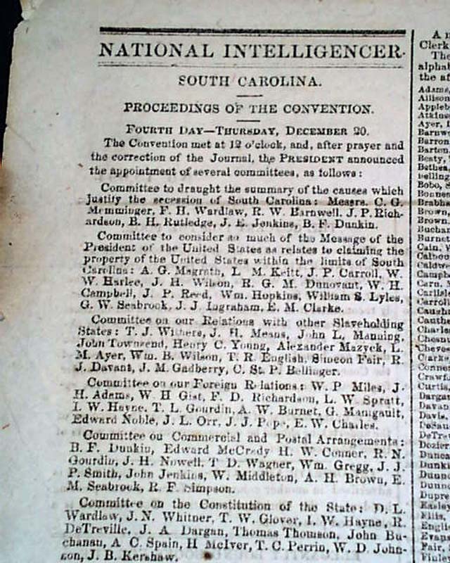 South Carolina's Ordinance of Secession along with the discussions ...